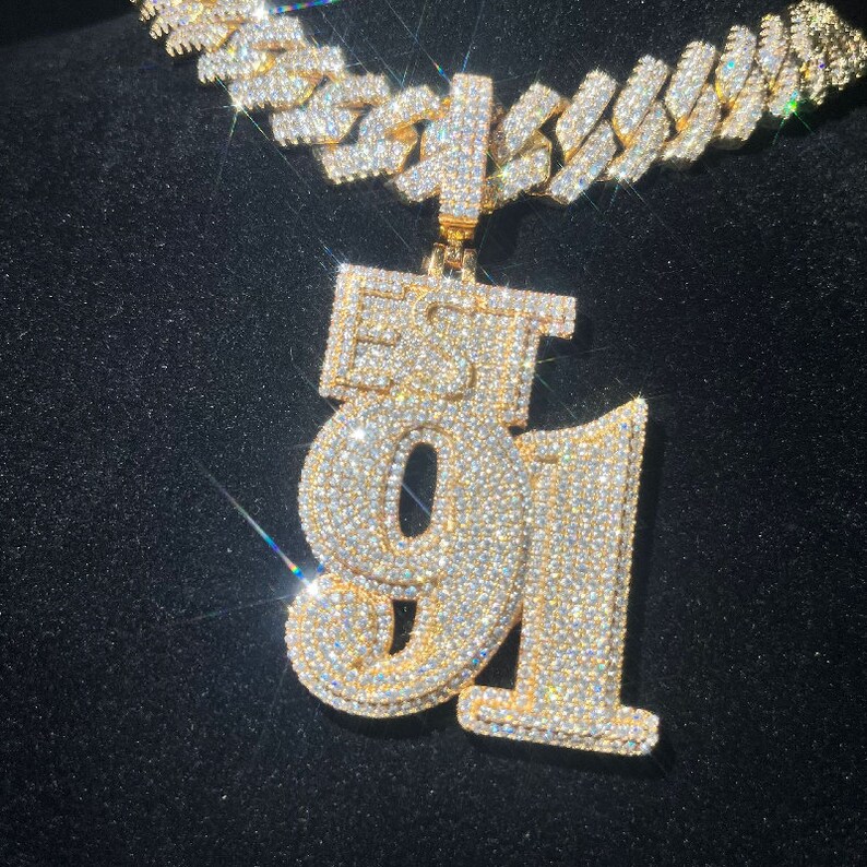 Men's Custom Hip-hop Moissanite Iced Out 91 Pendant Gift for Him, Gift ...