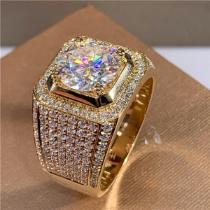 Premium Fully Iced Out Engagement Rings for Men Jewelry, 3.00 Ct VVS ...
