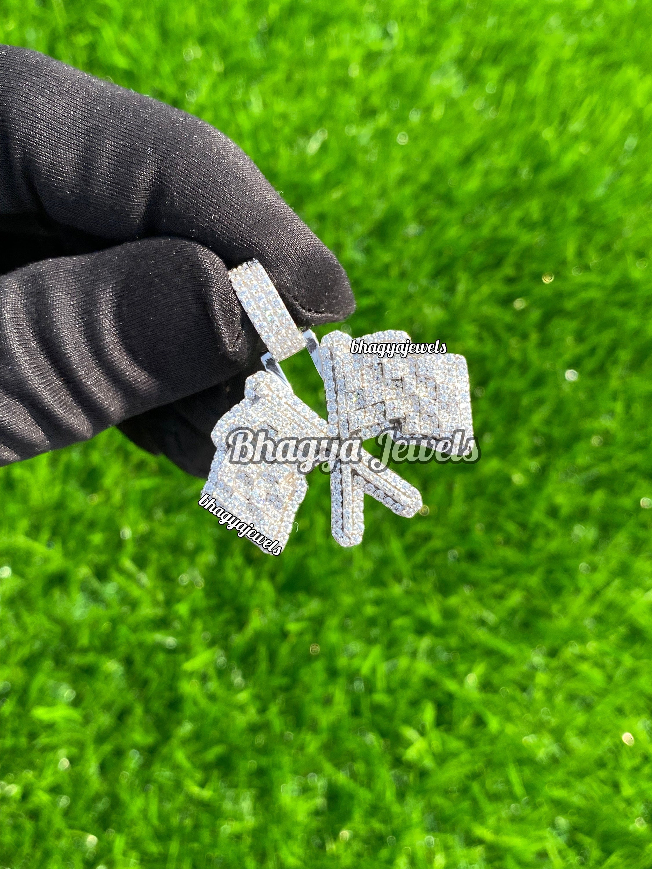 Iced Out Flag Pendant, VVS Moissanite Diamond, 10K Gold Hip Hop Jewelry ...