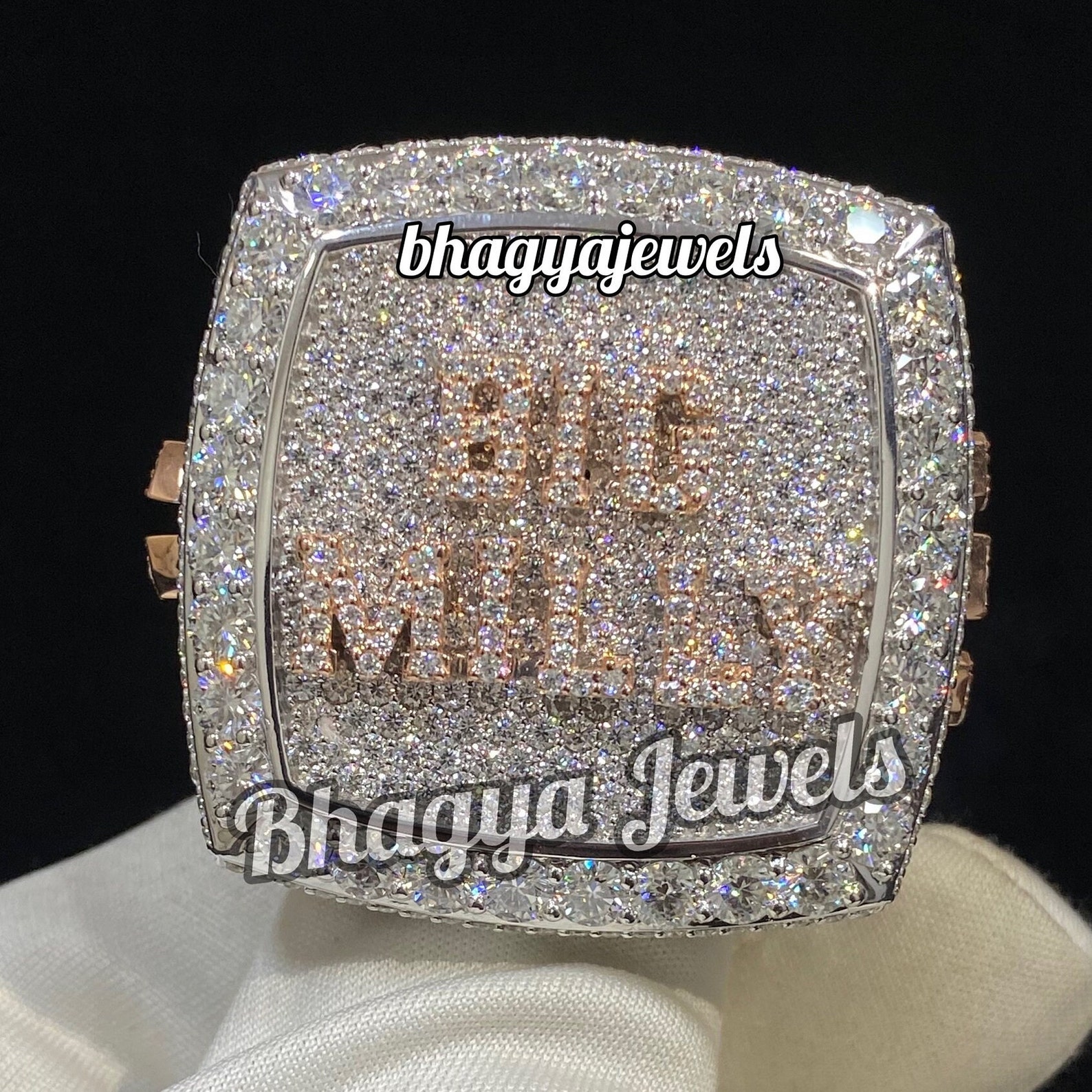 Custom VVS Diamond Champion Ring, Men's Iced Out Initial Letter Hip Hop ...