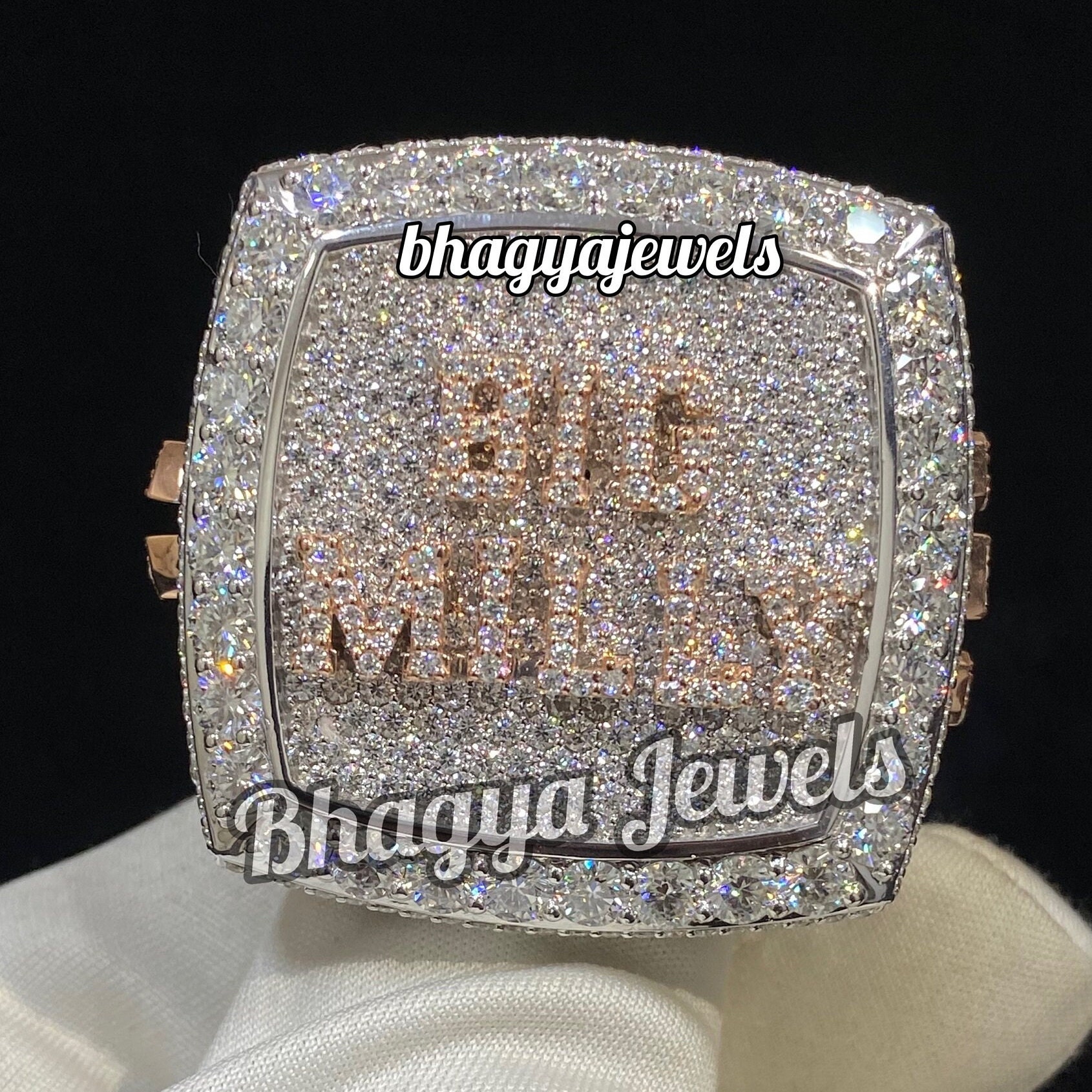 Premium Custom VVS Diamond Champion Men Rings, Iced Out Initial Letter ...