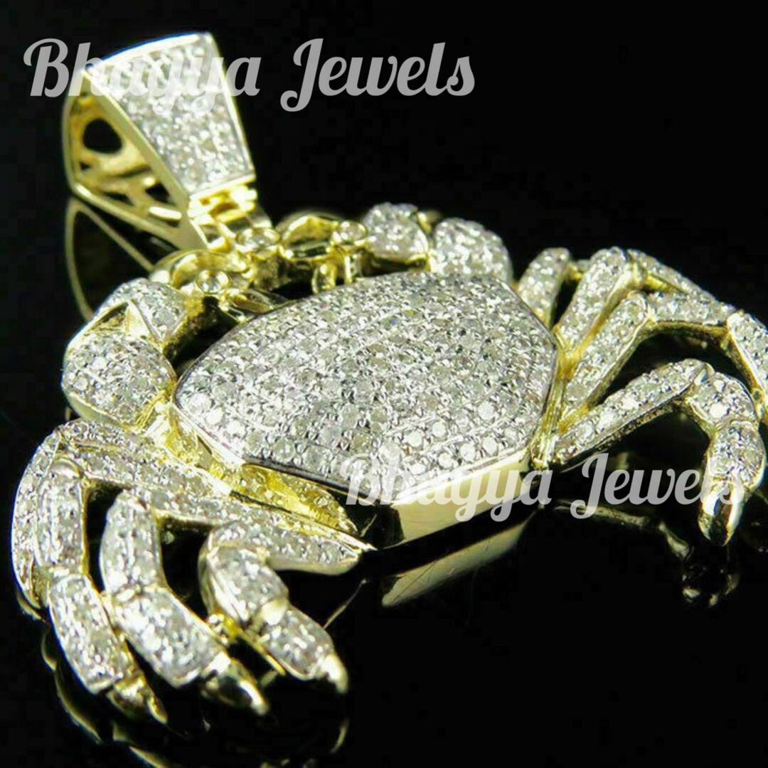 Moissanite Diamond Crab Pendant, Iced Out Crab Pendant, 925 Sterling ...