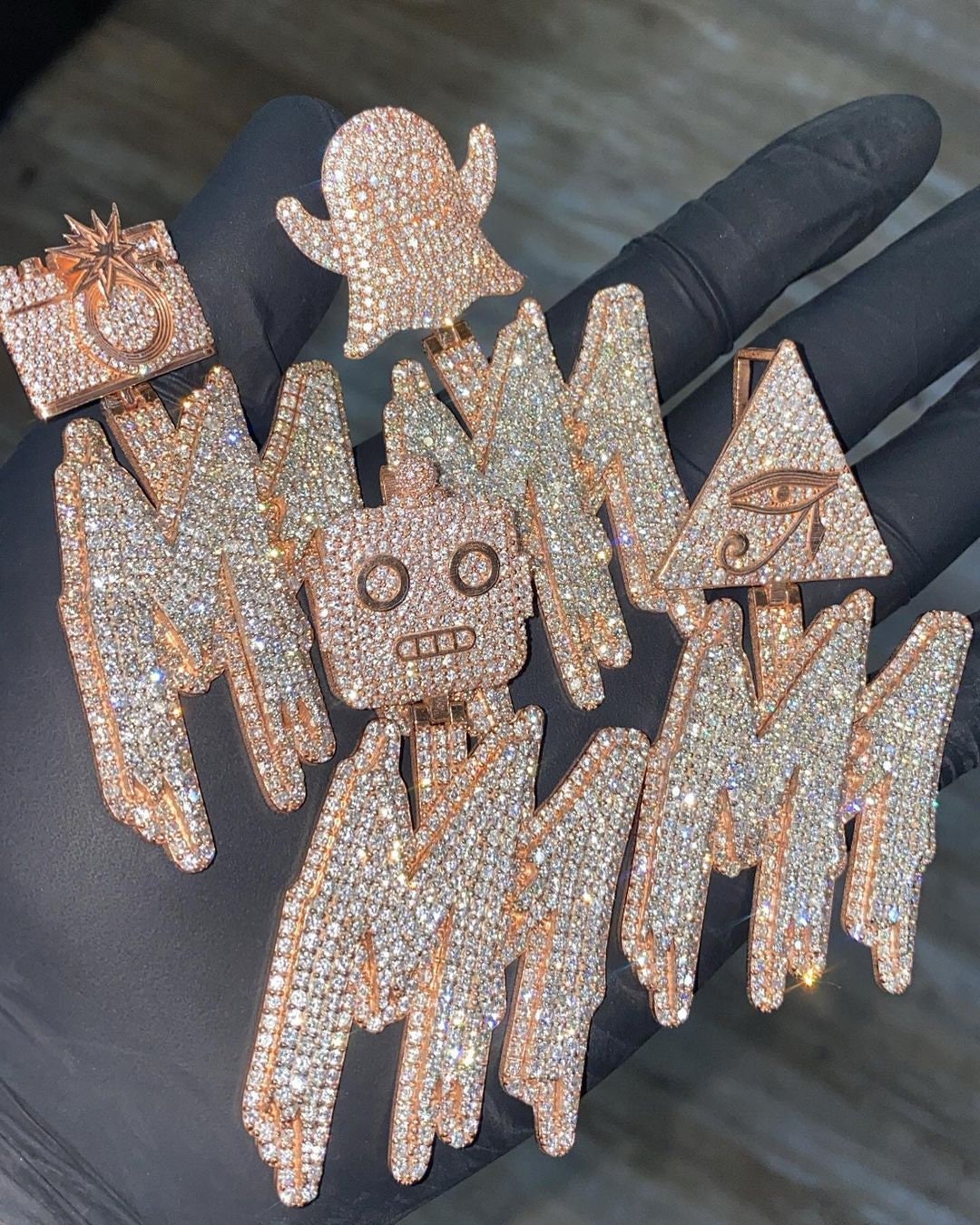 12 TCW Round Cut Hip Hop Moissanite Diamond Pendant Customized 925 ...