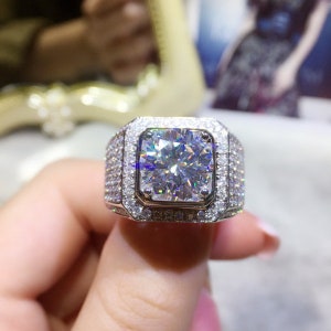 Premium Fully Iced Out Engagement Rings for Men Jewelry, 3.00 Ct VVS ...