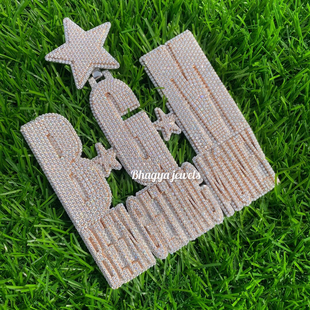 Iced Out Bling Letters Pendant,name Pendant, Icey Moissanite Diamonds ...