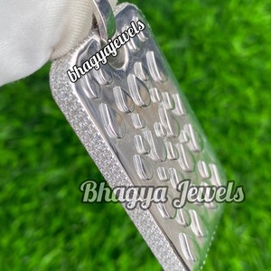 Fully Iced Out Baguette Dog Tag Pendant Custom 925 Sterling Silver VVS ...