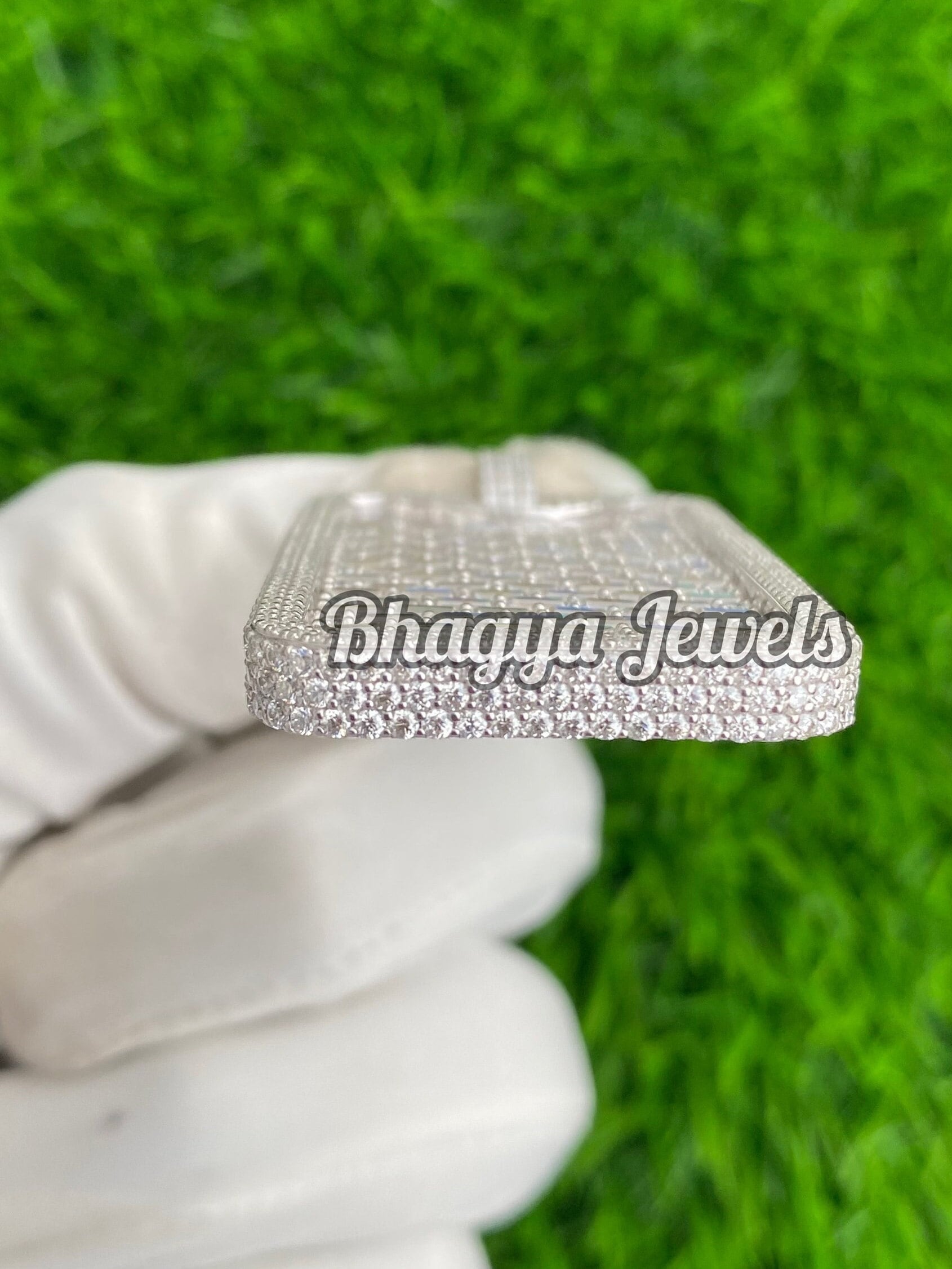 Fully Iced Out Baguette Dog Tag Pendant Custom 925 Sterling Silver VVS ...