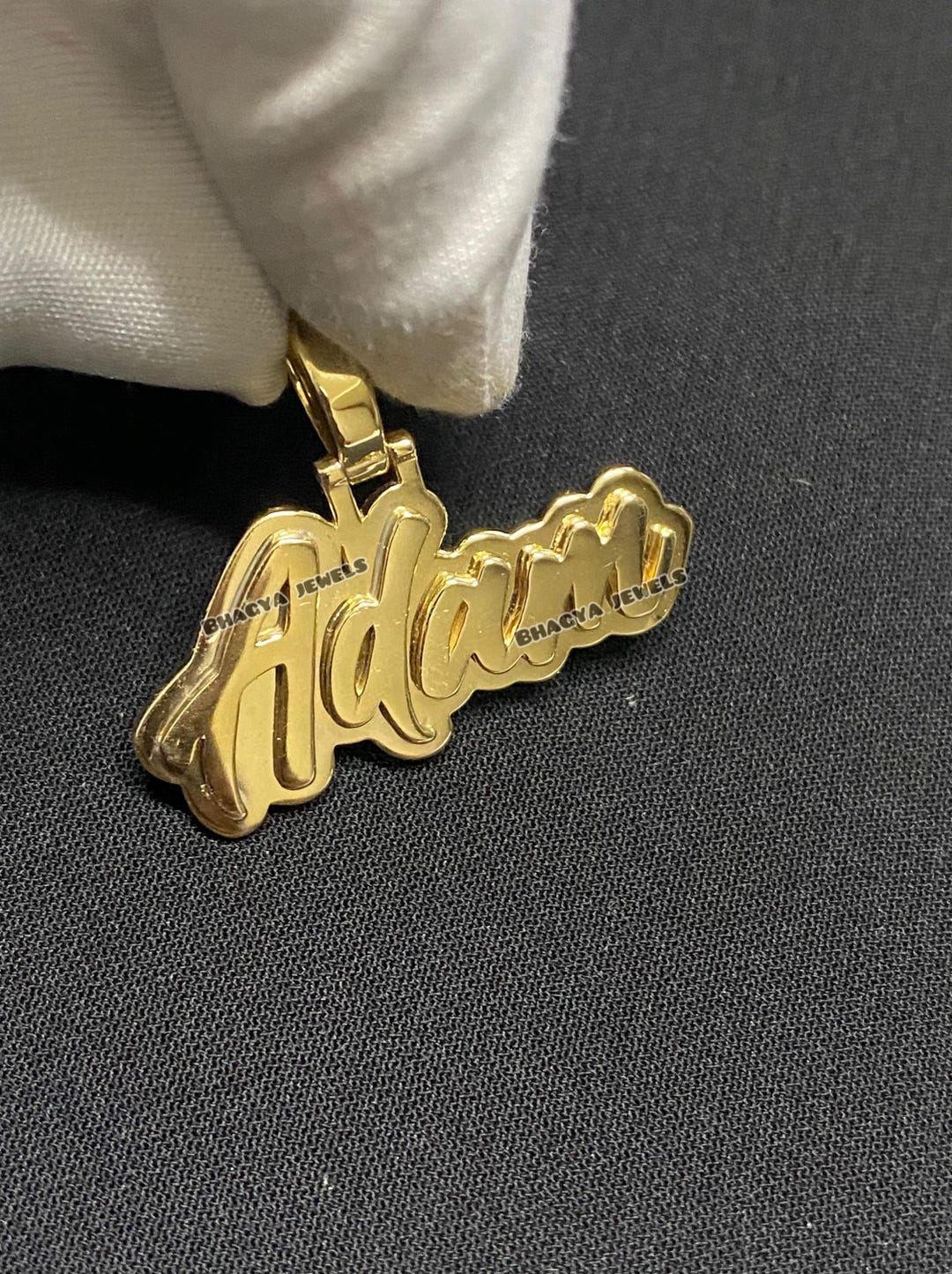 Gold Classic Nameplate Pendant, 10K Solid Real Yellow Gold Personalized ...