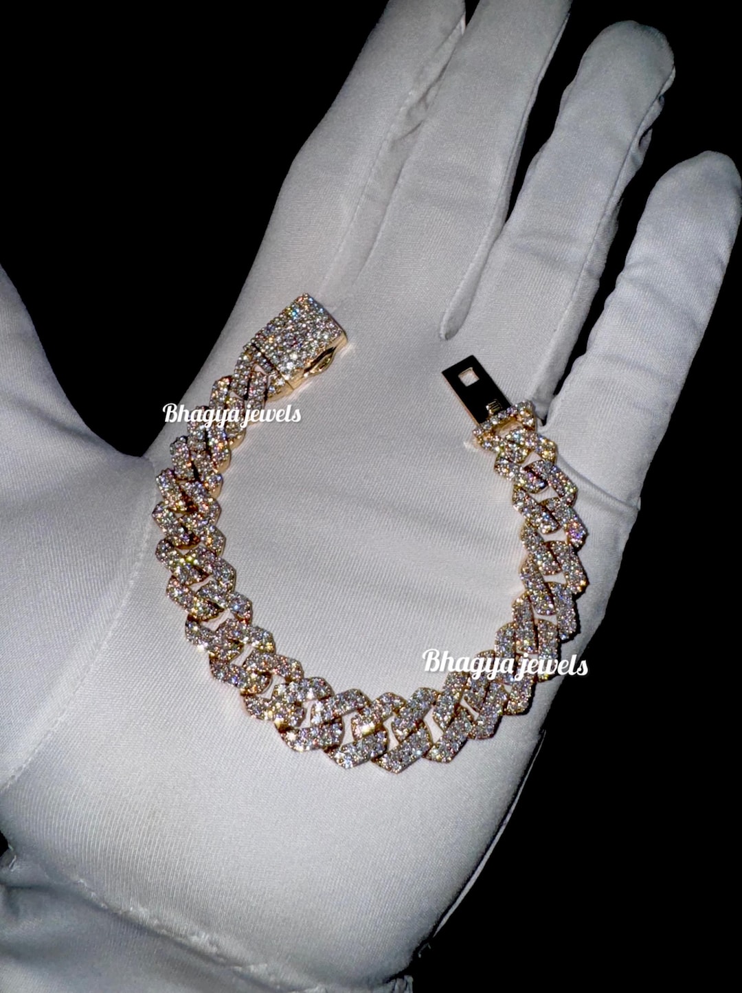 VVS Diamond Cuban Chain Bracelet, 925 Silver Cuban Chain, 8MM VVS ...