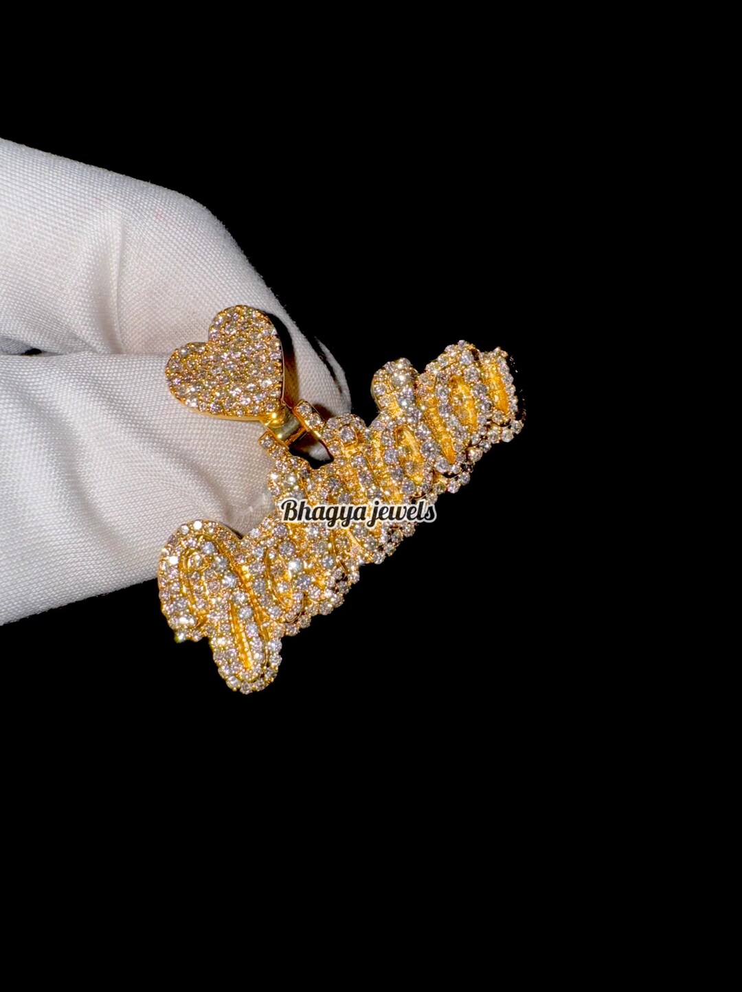 10K Natural Diamond Solid Gold ''jahida'' Name Letter Pendant, Diamond ...