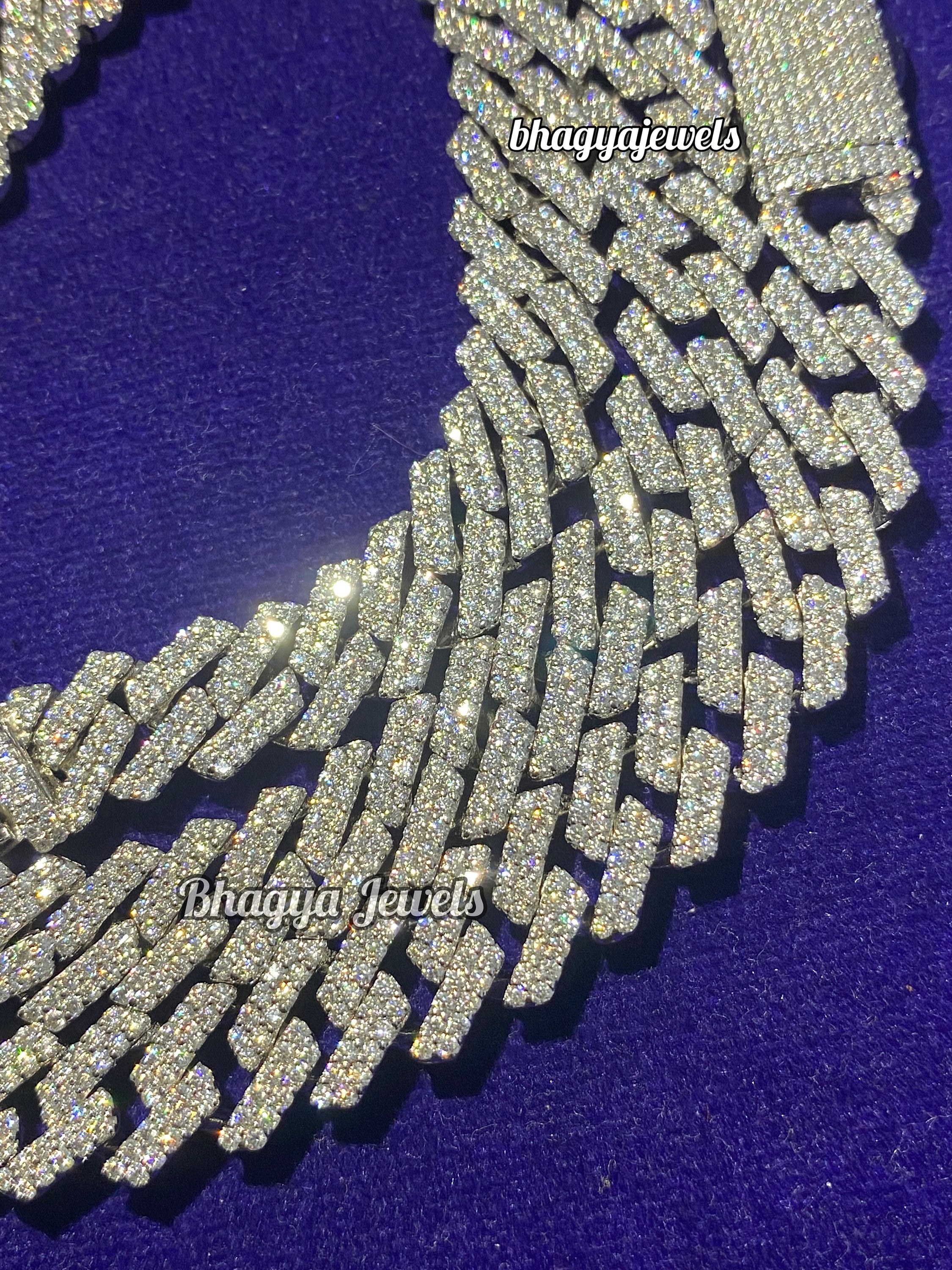 14mm VVS Diamond Cuban Iced Out Chain 925 Silver Moissanite Miami Cuban ...