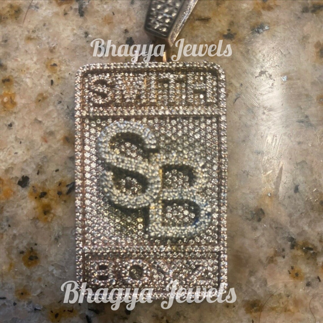 Trending Custom Icy Letter Dog Tag Pendant, VVS Moissanite Round ...