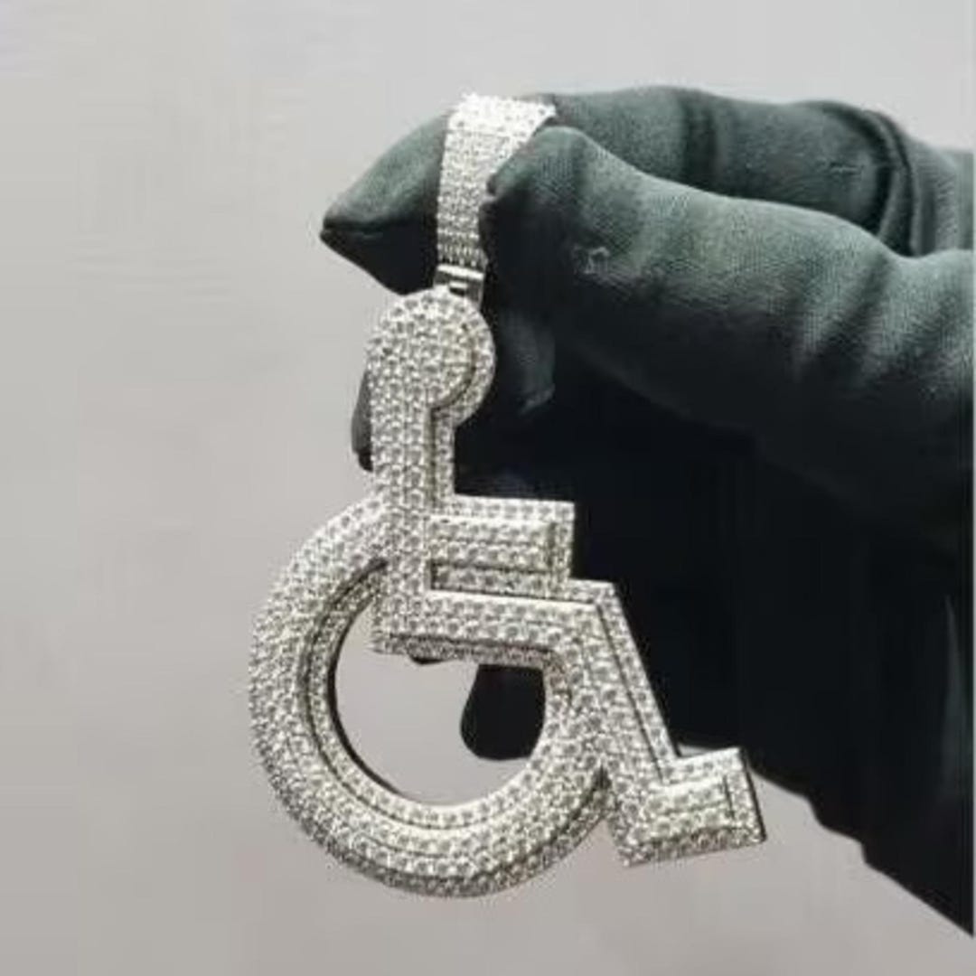 Iced Out Diamond Wheelchair Pendant – Bling Necklace, Hip Hop Style ...