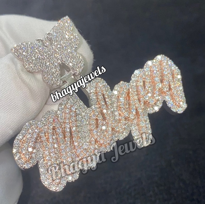 Fully Iced Out Moissanite Dripping Letter Hip Hop Custom 3d Look Dual ...