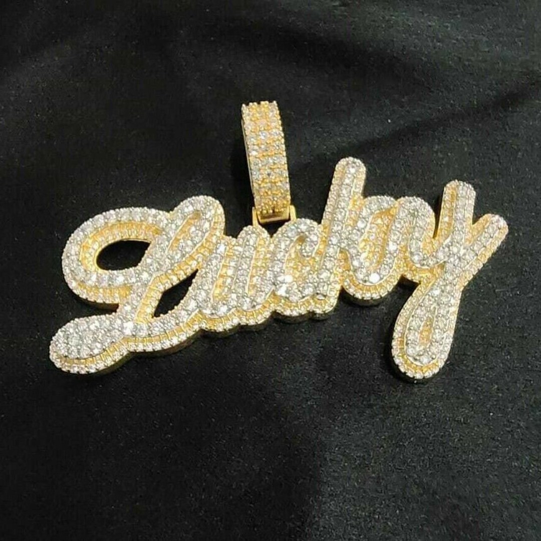 Custom Cursive Letter Pendant, Mens Hip Hop Letter Pendants, Iced Out ...