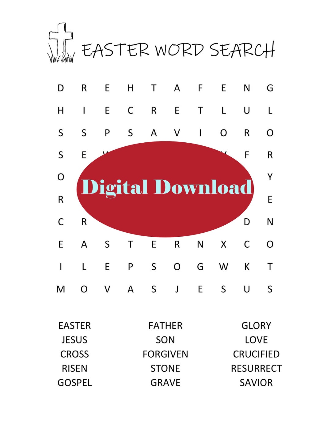 Easter Christian Word Search for Kids Teachers Classroom Sunday School ...