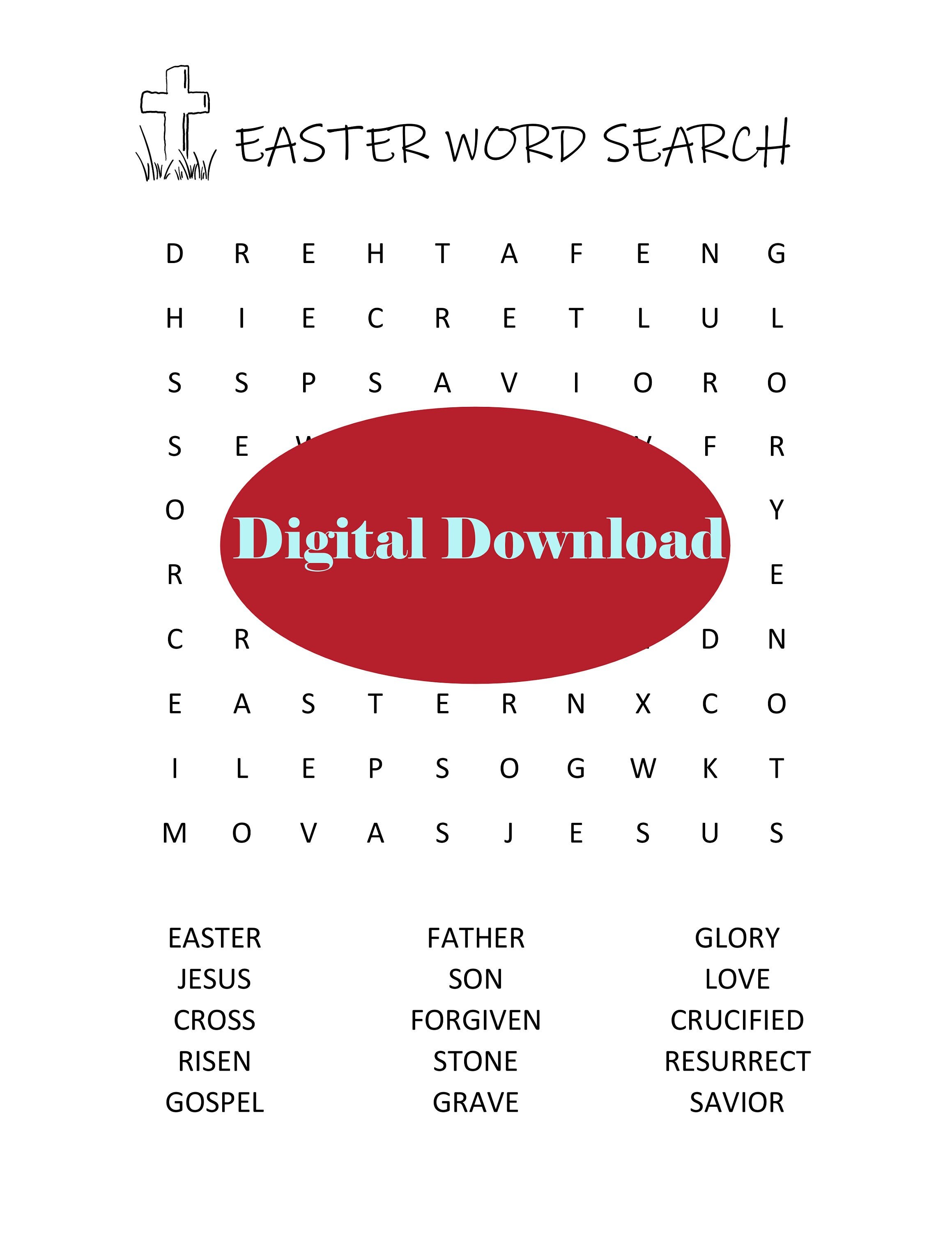 Easter Christian Word Search for Kids Teachers Classroom Sunday School ...