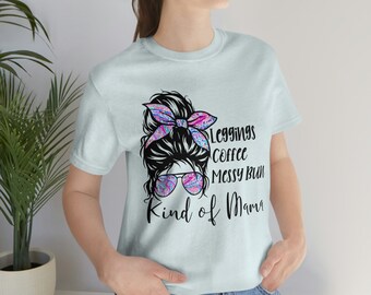 Legging Coffee Messy Bun Kind of Mama - Etsy