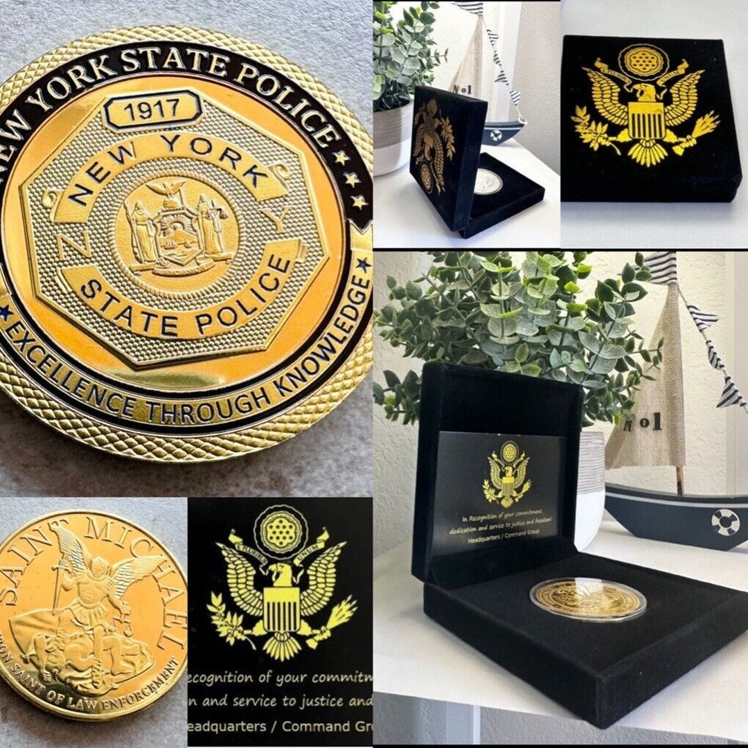 New York State Police NYSP Challenge Coin 40mm With Special Velvet Case ...