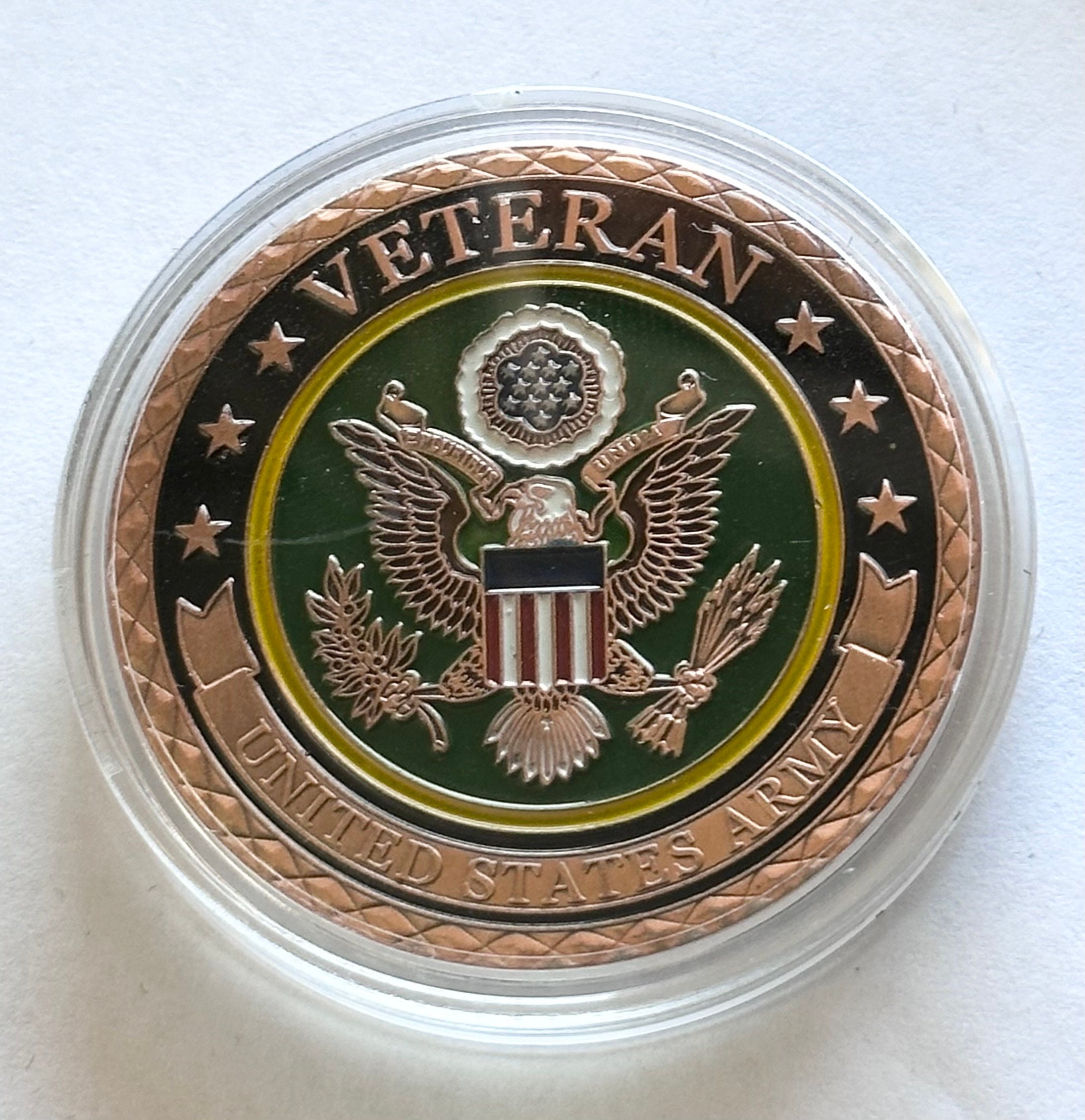 US Army Veteran Challenge Coin Copper With Velvet Presentation Case - Etsy
