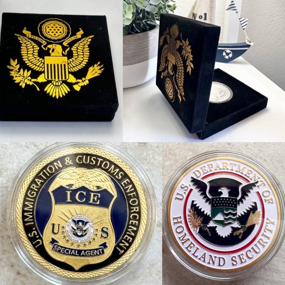 US Immigrant & Customs Enforcement ICE Challenge Coin With Velvet Case ...