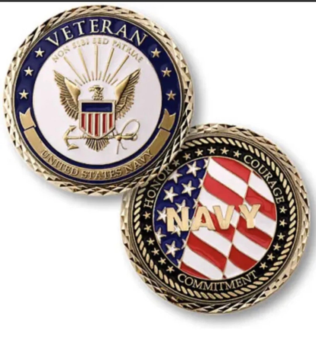 U.S. Navy Veteran Challenge Coin. US. Navy Veteran non Sibi Sed Patriae ...