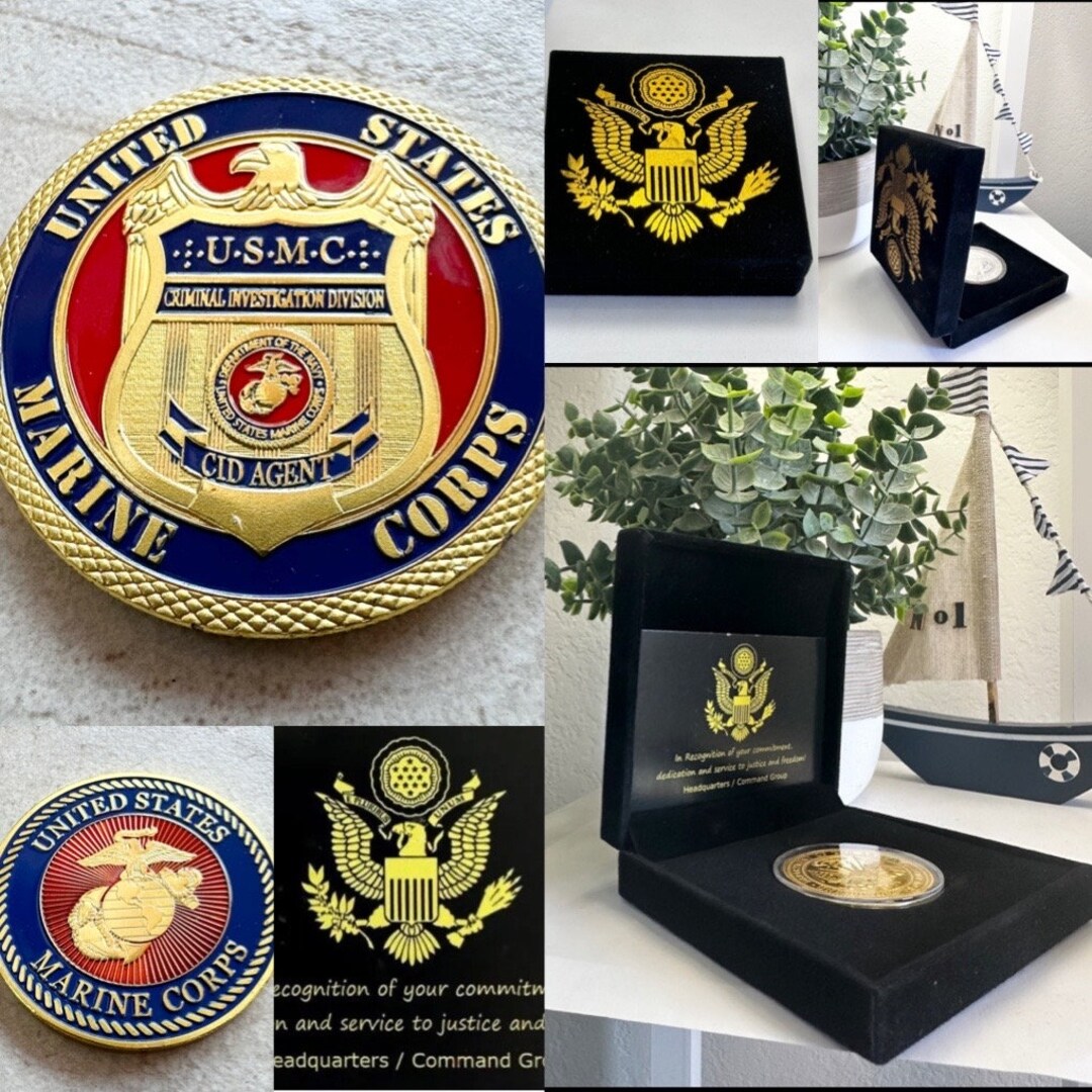 USMC Marine Corps CID Criminal Investigation Division Colorized Coin ...