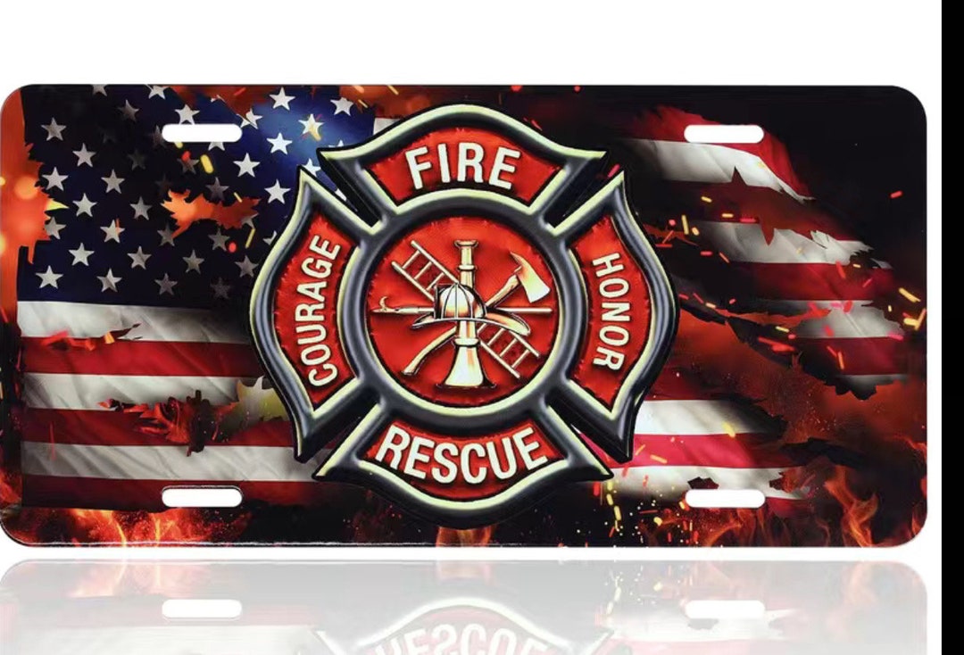 US Fire Rescue Thin Red Line Flag License Plate Fireman Gift - Etsy