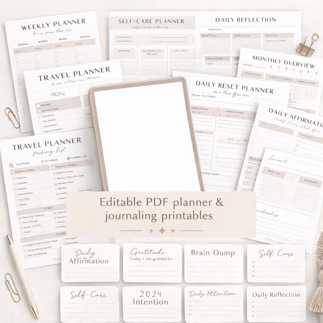 Complete Planner & Journal Digital Bundle - Etsy