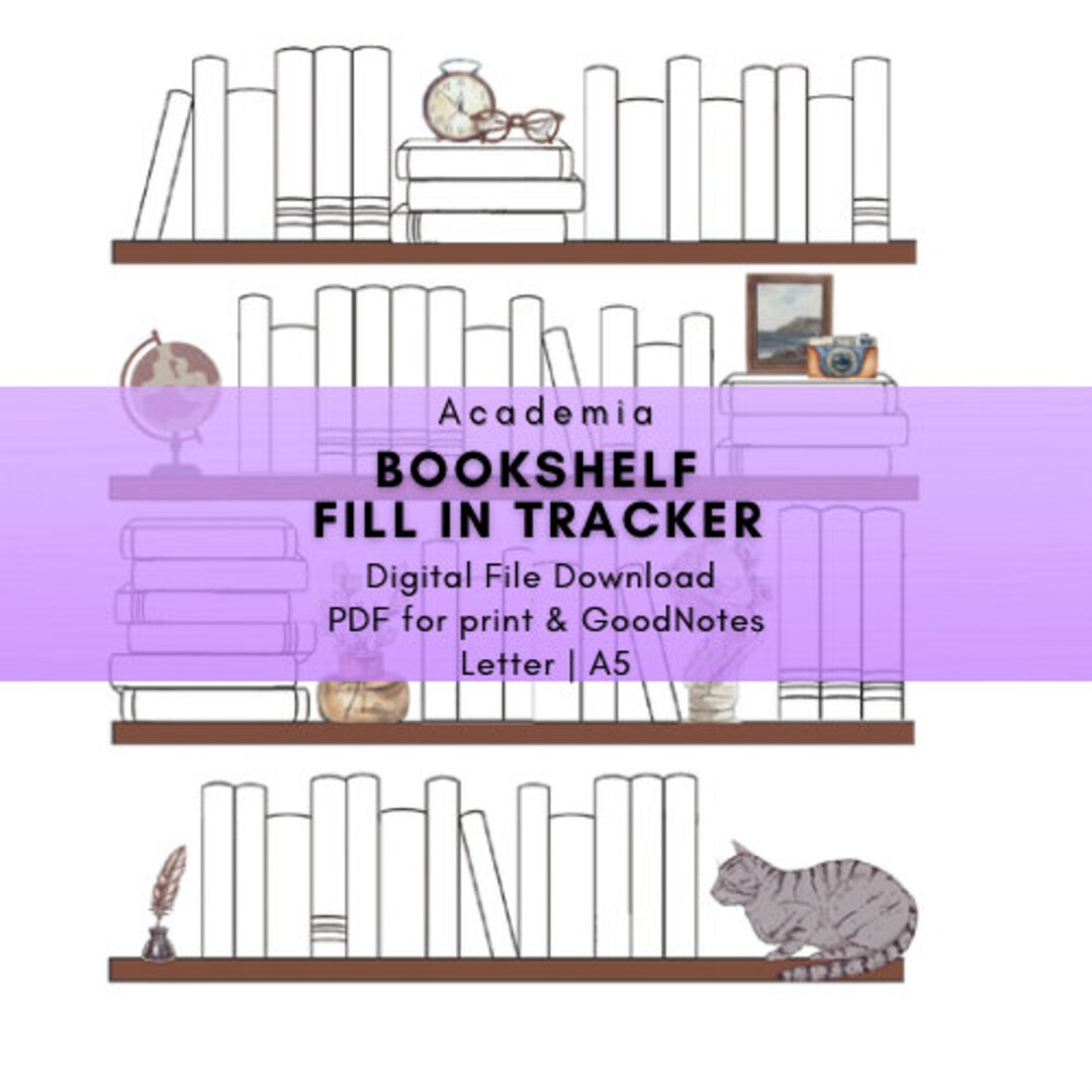 Book Tracker Bookshelf Printable - Digital Download - PDF - Template ...