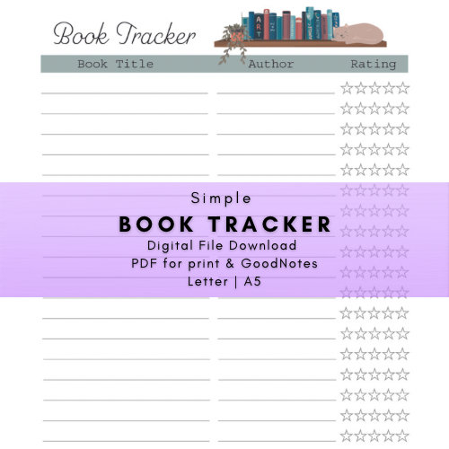 Book Tracker Printable - Digital Download - PDF - Template - Letter ...