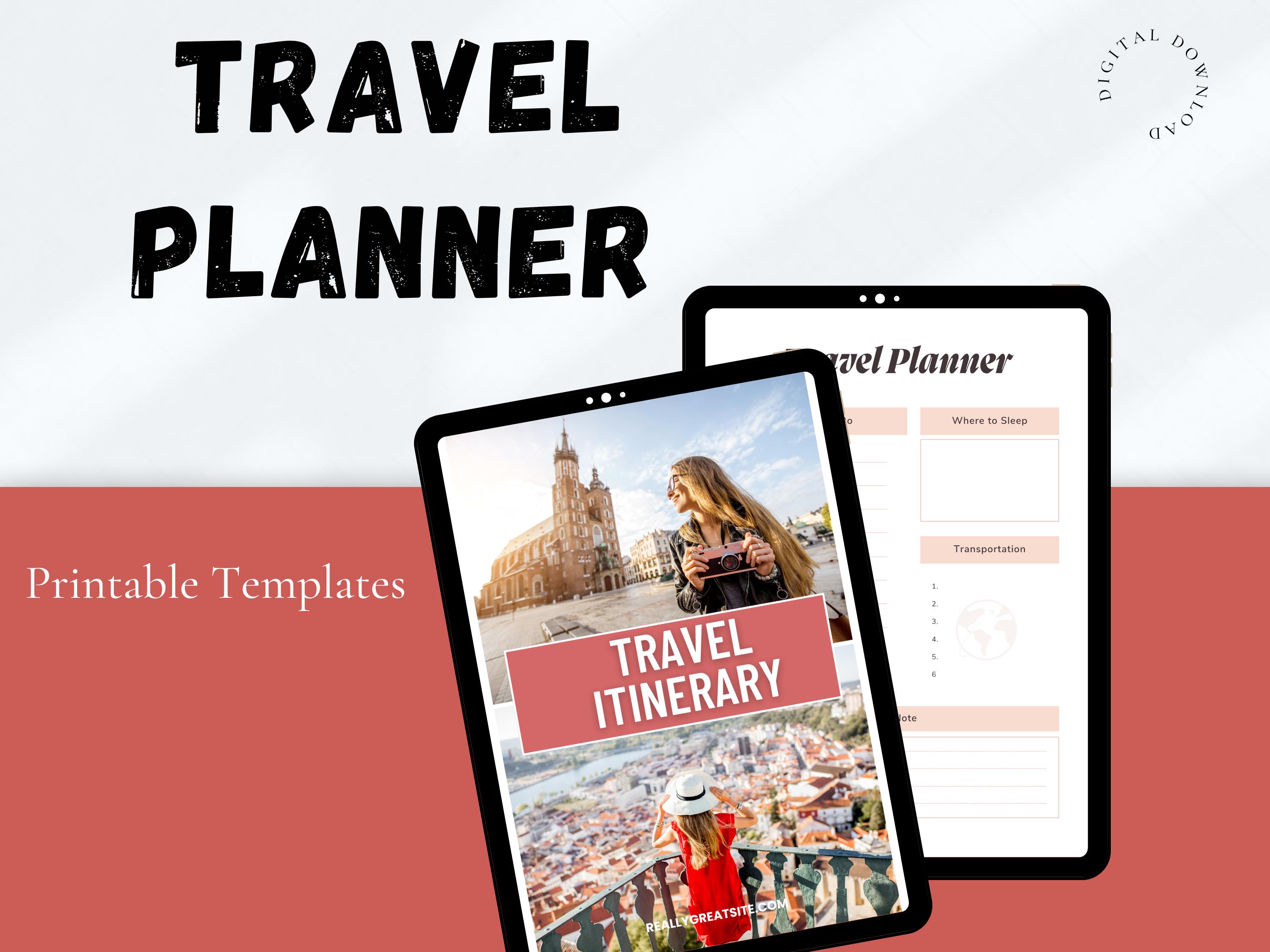 Editable Travel Itinerary Template | Printable Trip Planner | Digital ...