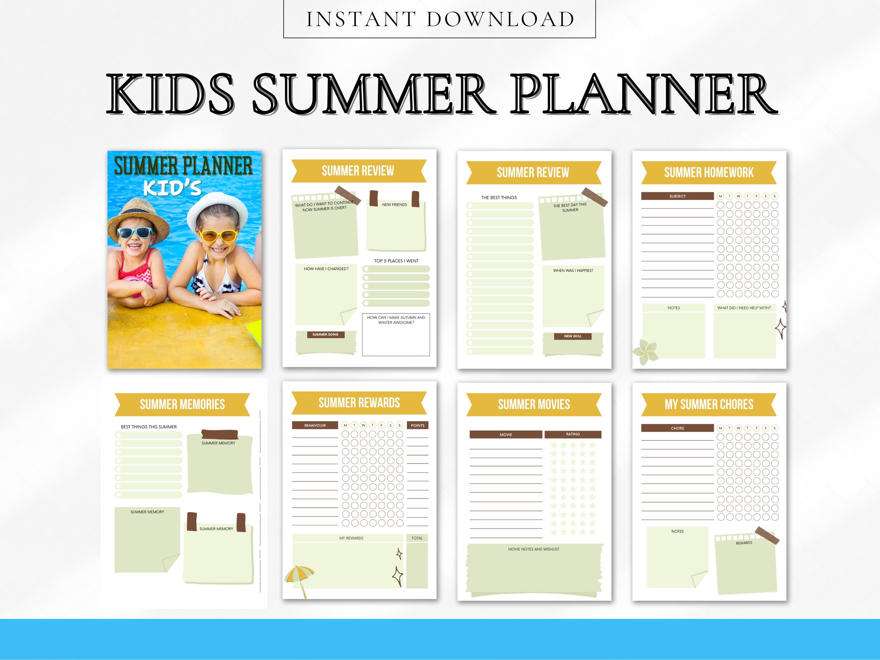 Kids Summer Planner | Printable Activity Planner for Kids | Summer ...