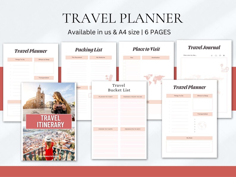Editable Travel Itinerary Template | Printable Trip Planner | Digital ...