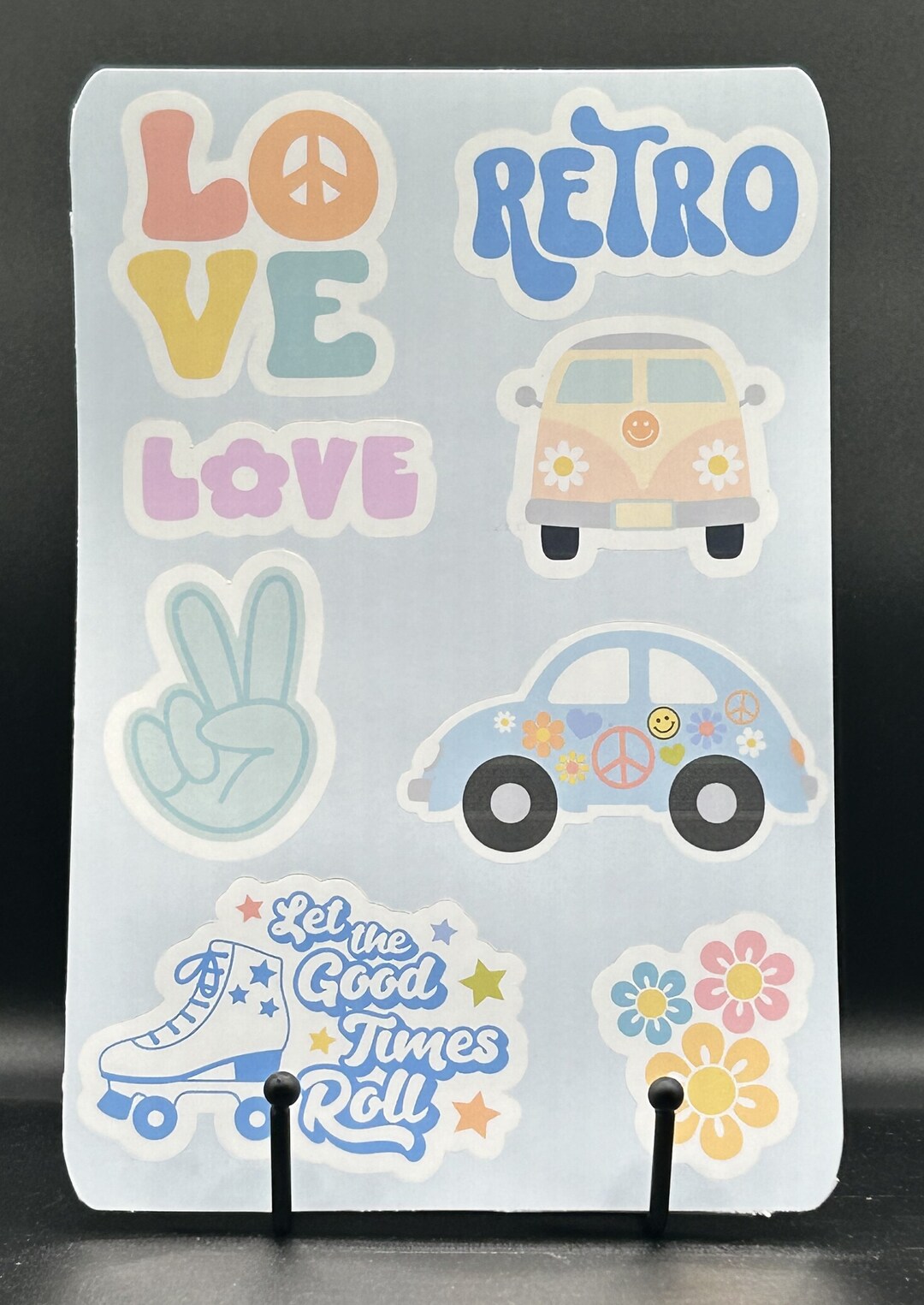 Retro Peace and Love Sticker Set - Etsy