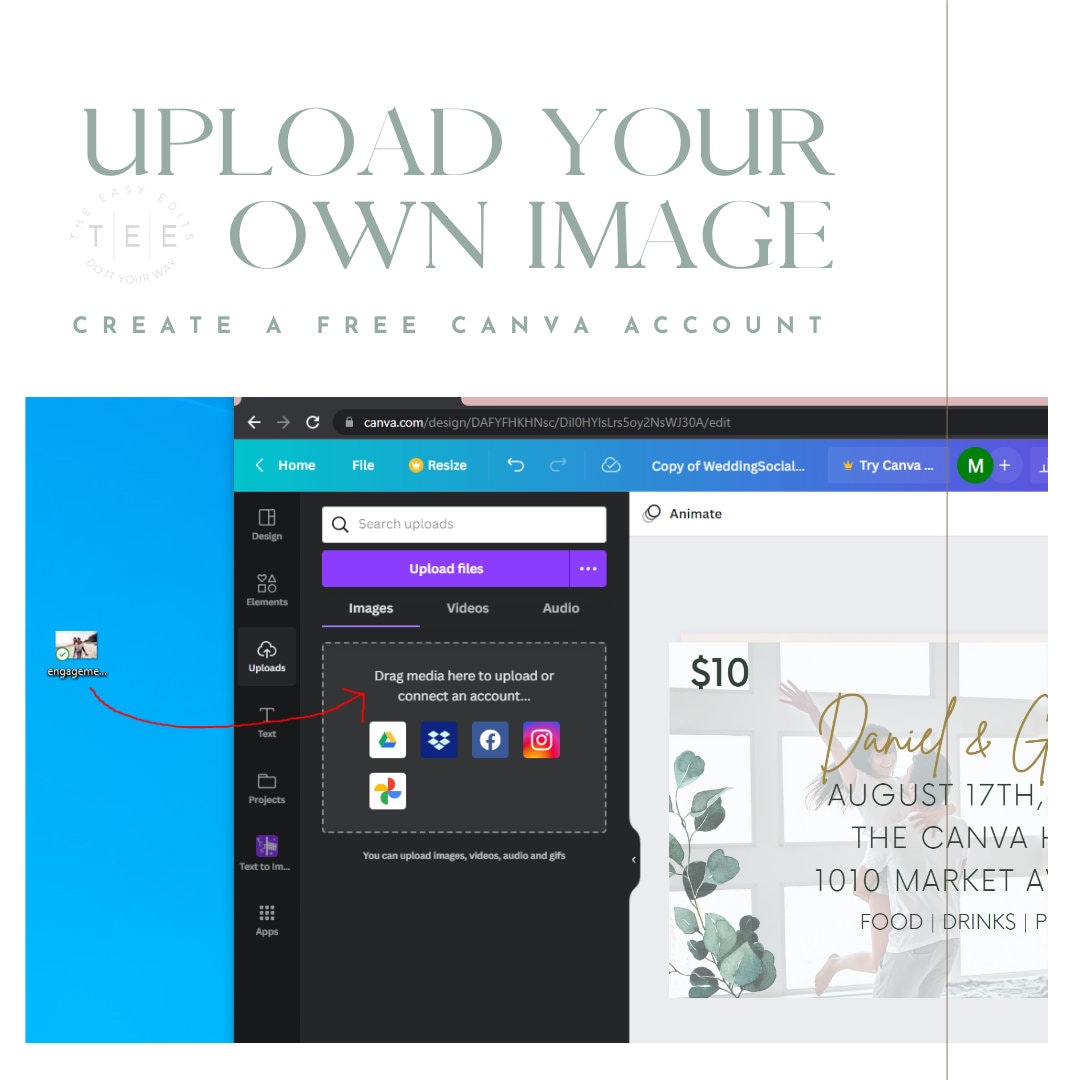 Wedding Social Tickets | GREEN & MODERN | Stag and Doe, Easy Editable ...