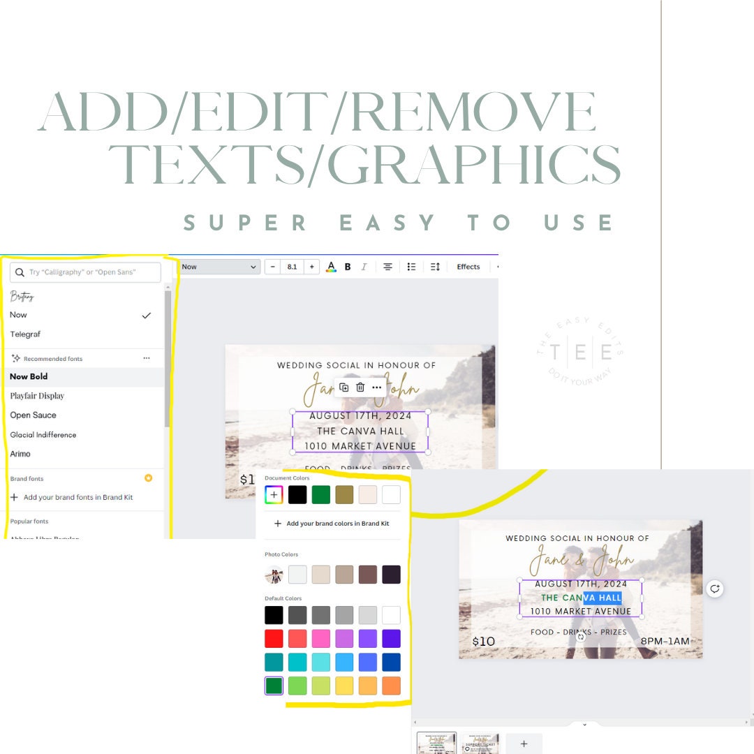 Wedding Social Tickets | GREEN & MODERN | Stag and Doe, Easy Editable ...