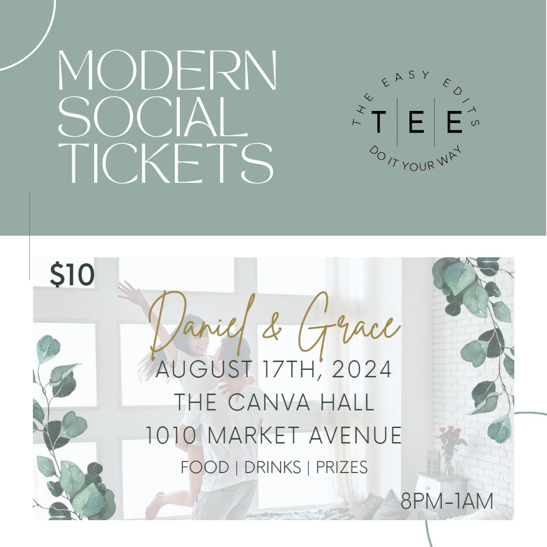 Wedding Social Tickets | GREEN & MODERN | Stag and Doe, Easy Editable ...