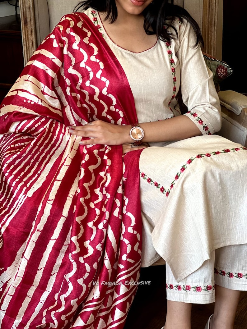 Buy Women Indian Palazzo Kurta Set Dupatta Set Designer Straight Kurti ...