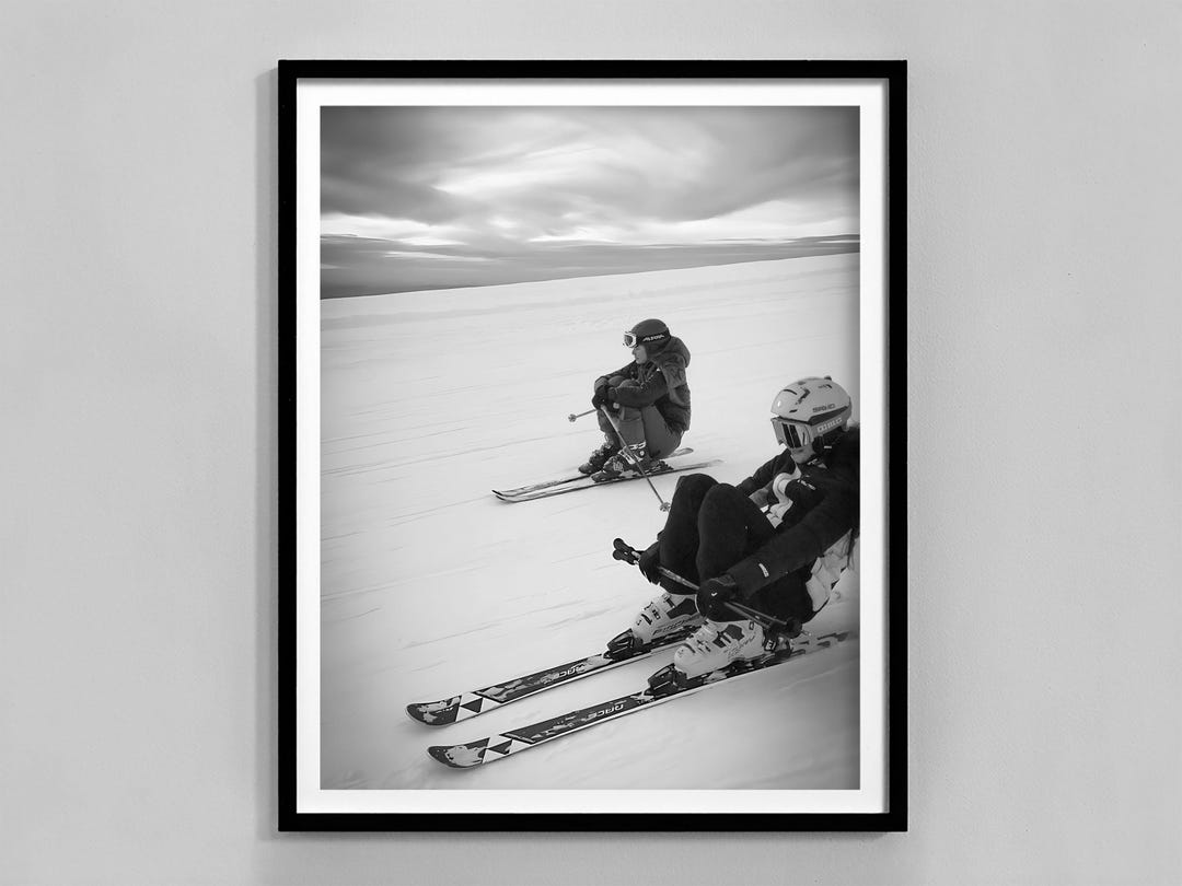 Retro Skiing Poster, Black and White, Skiing Wall Art, Ski Lodge Decor ...
