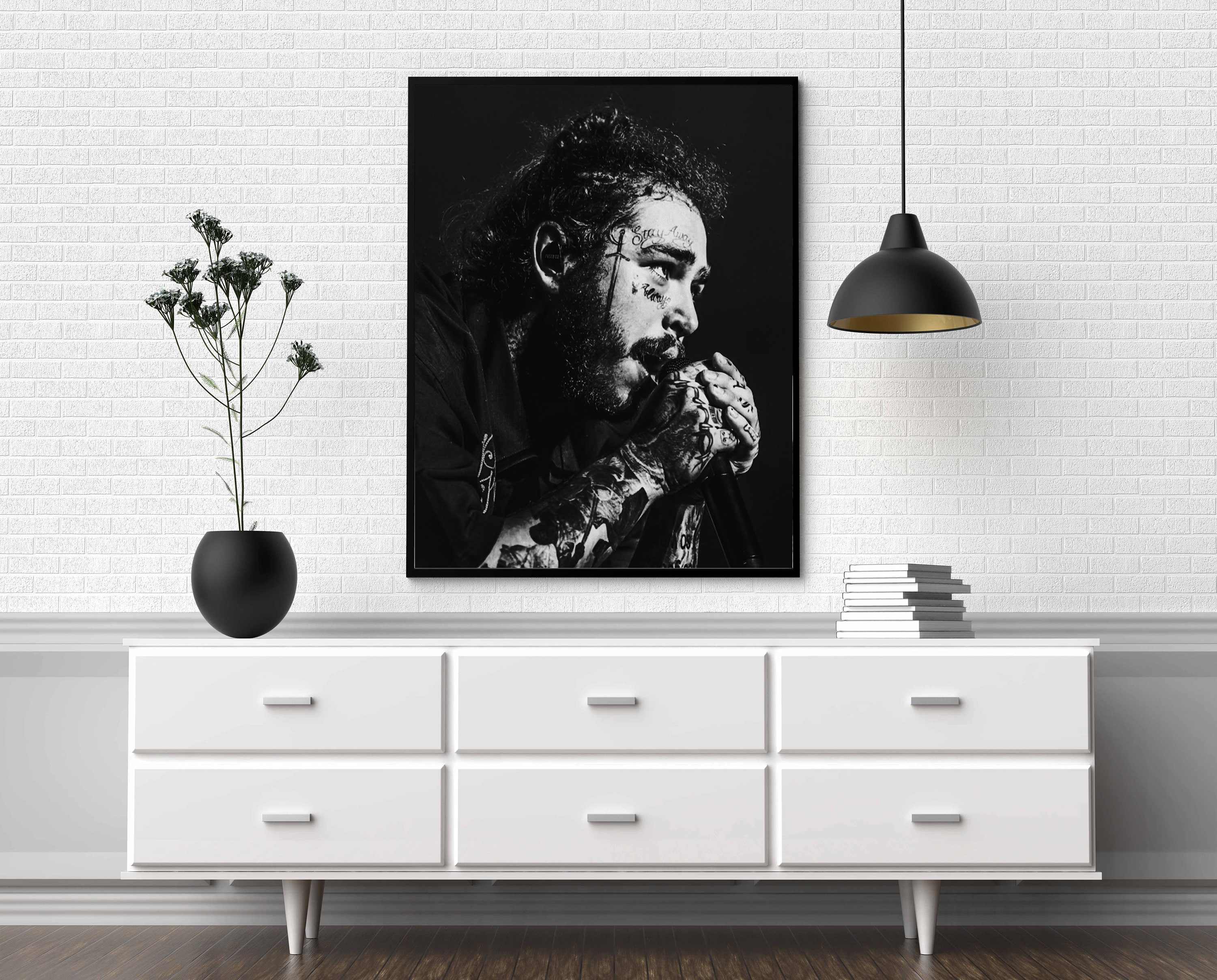 Post Malone Poster, Black and White, Post Malone Wall Decor, Post Malone Print, Digital Download ...