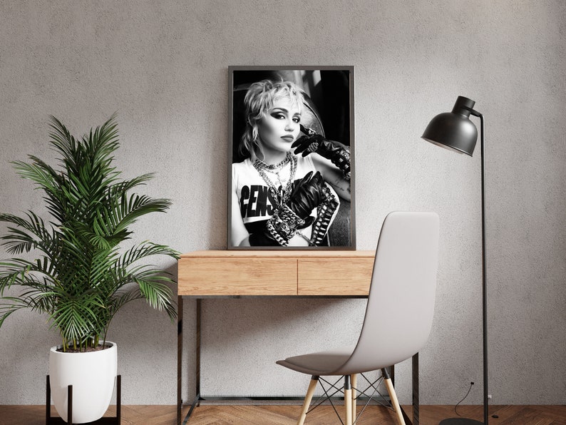 Miley Cyrus Poster, Digital Download, Black and White, Miley Cyrus ...