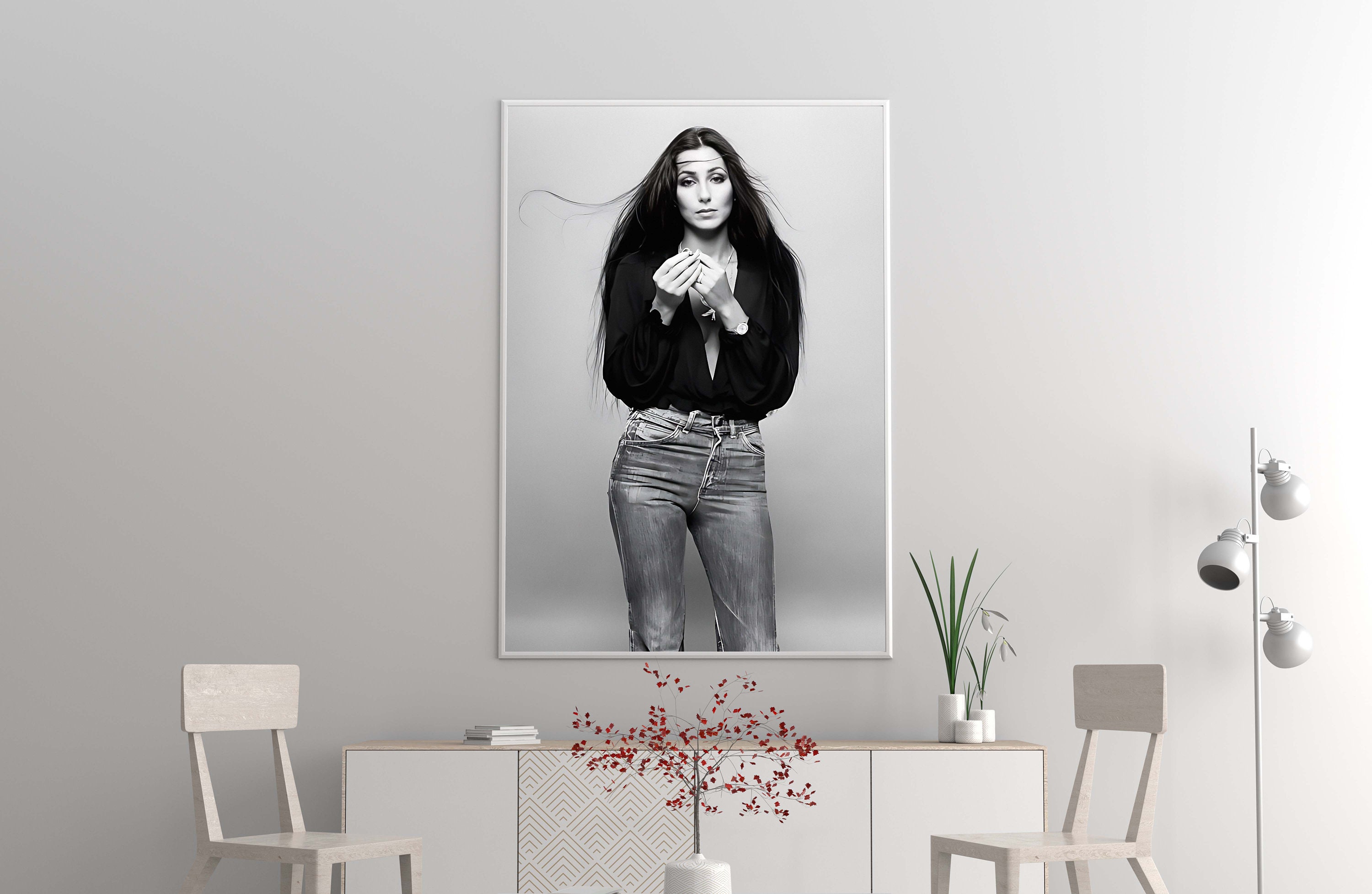 Cher Poster, Black and White, Vintage Music Posters, Feminist Wall Art ...