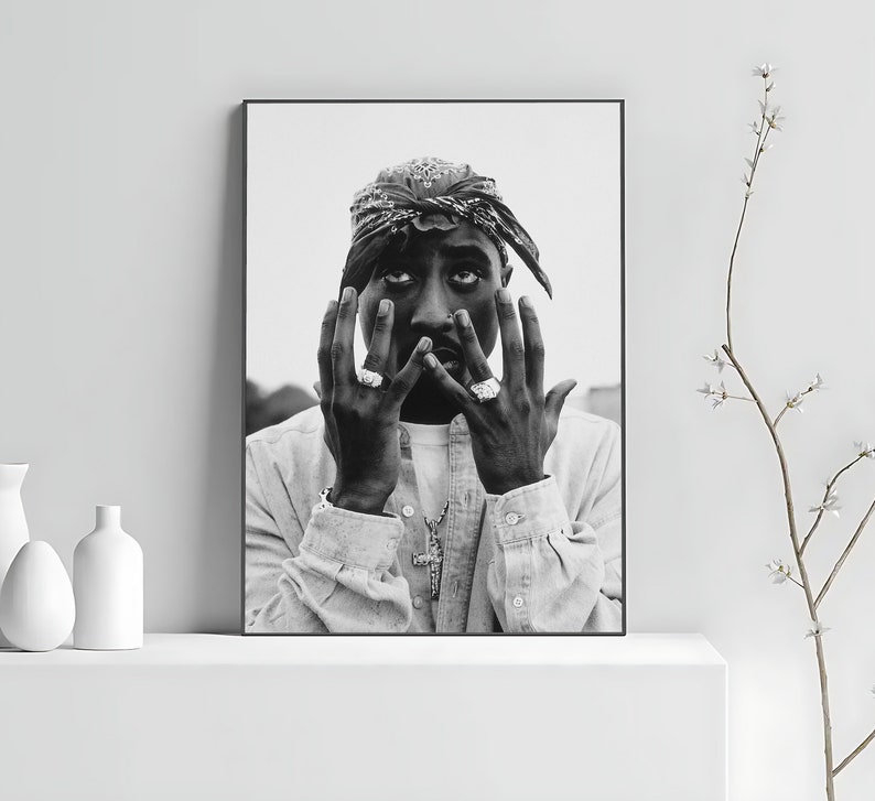 Tupac Print, Black and White, 2pac Poster, Music Studio Decor ...
