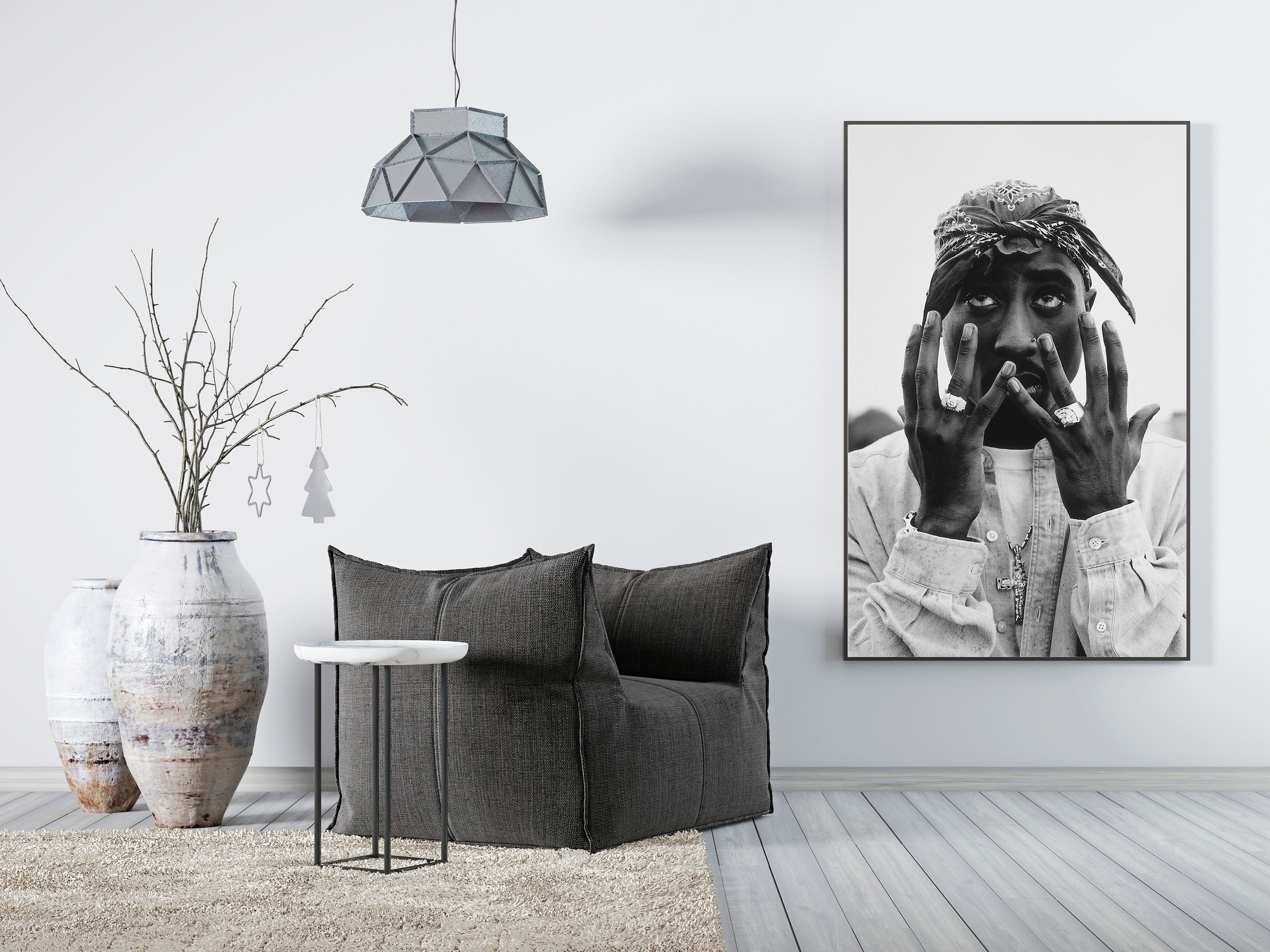 Tupac Print, Black and White, 2pac Poster, Music Studio Decor ...