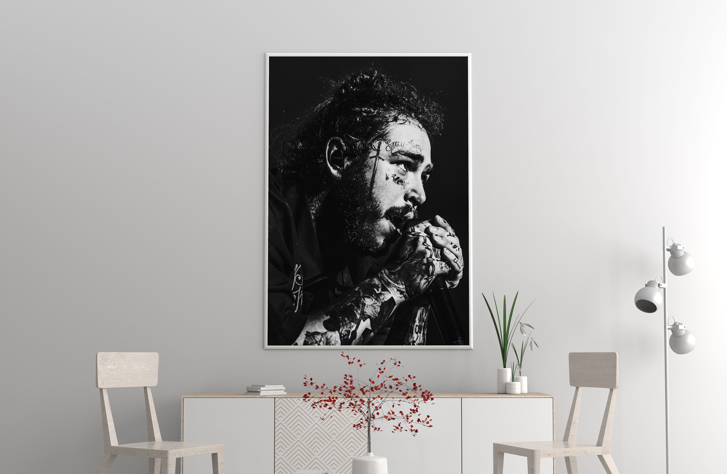 Post Malone Poster, Black and White, Post Malone Wall Decor, Post Malone Print, Digital Download ...
