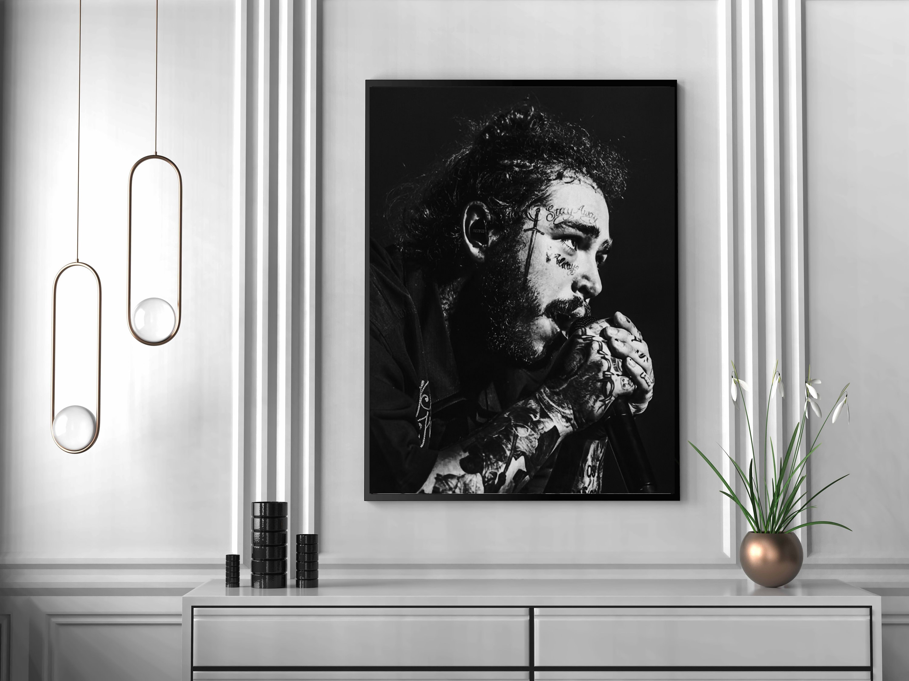 Post Malone Poster, Black and White, Post Malone Wall Decor, Post Malone Print, Digital Download ...