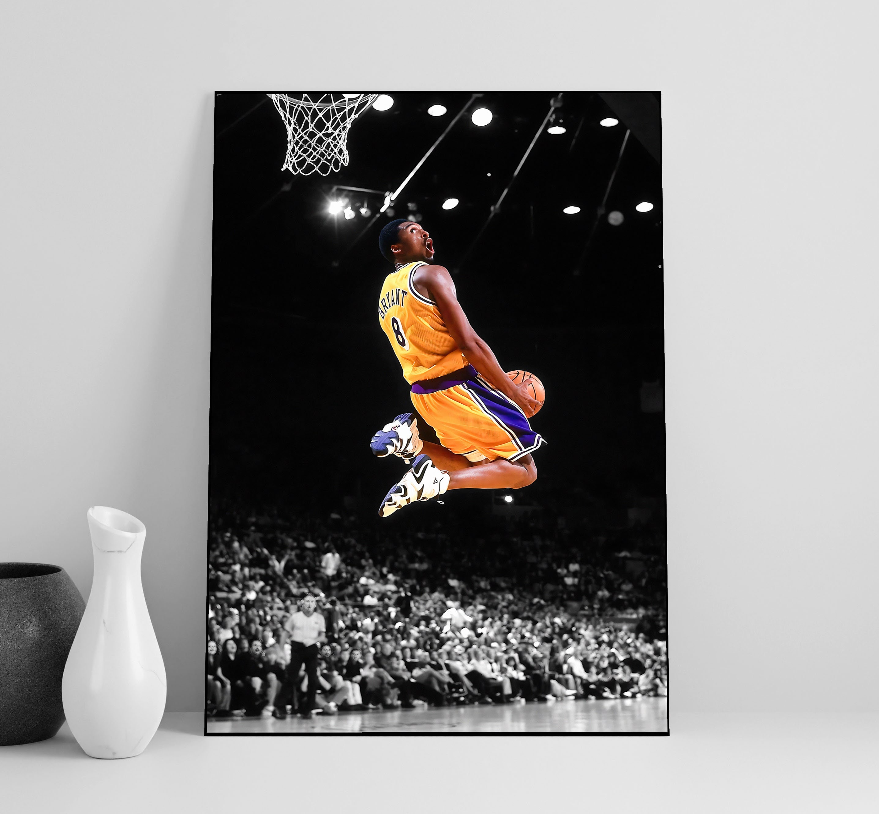 Kobe Brant Dunk Poster, Black And White, Kobe Bryant Print sold by ...