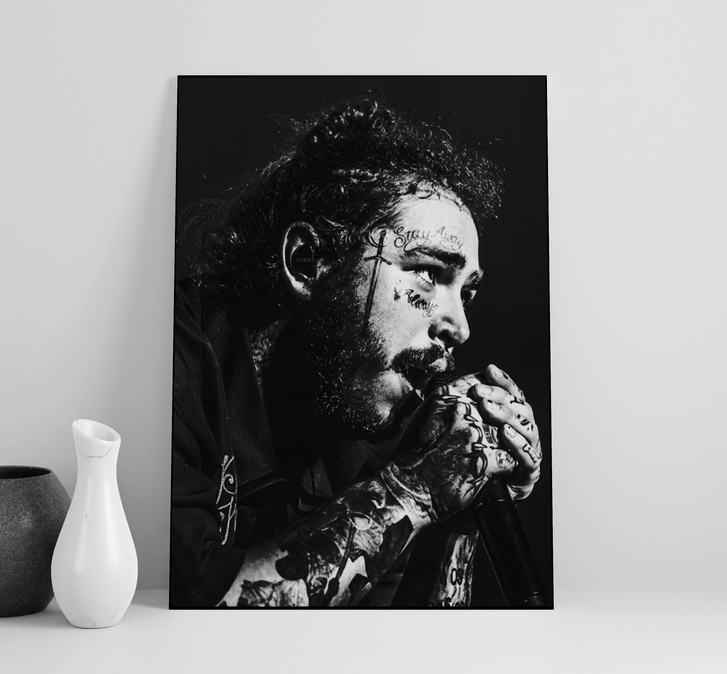 Post Malone Poster, Black and White, Post Malone Wall Decor, Post Malone Print, Digital Download ...