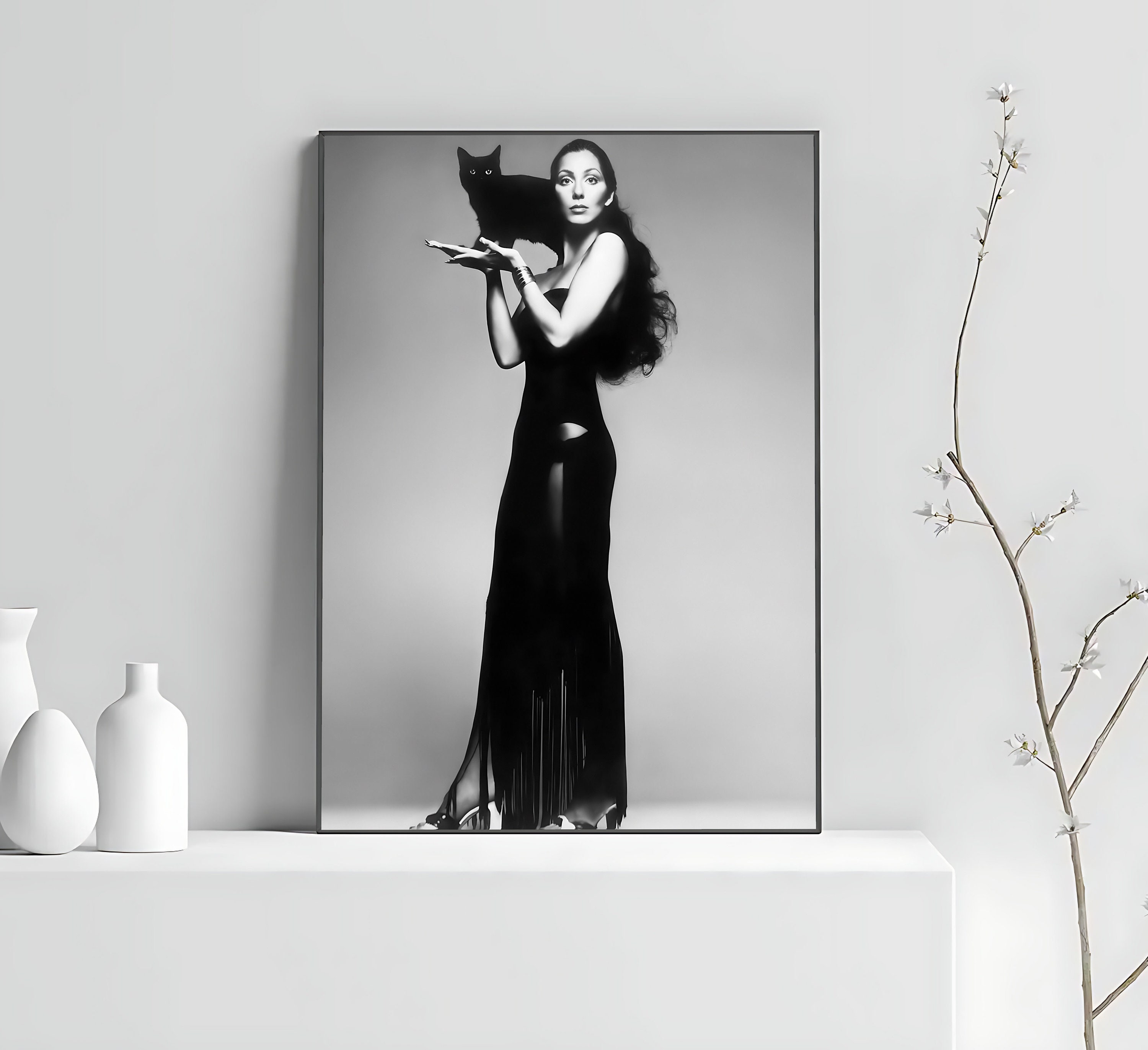 Cher Poster, Black and White, Cher Print, Feminist Wall Art, Vintage ...